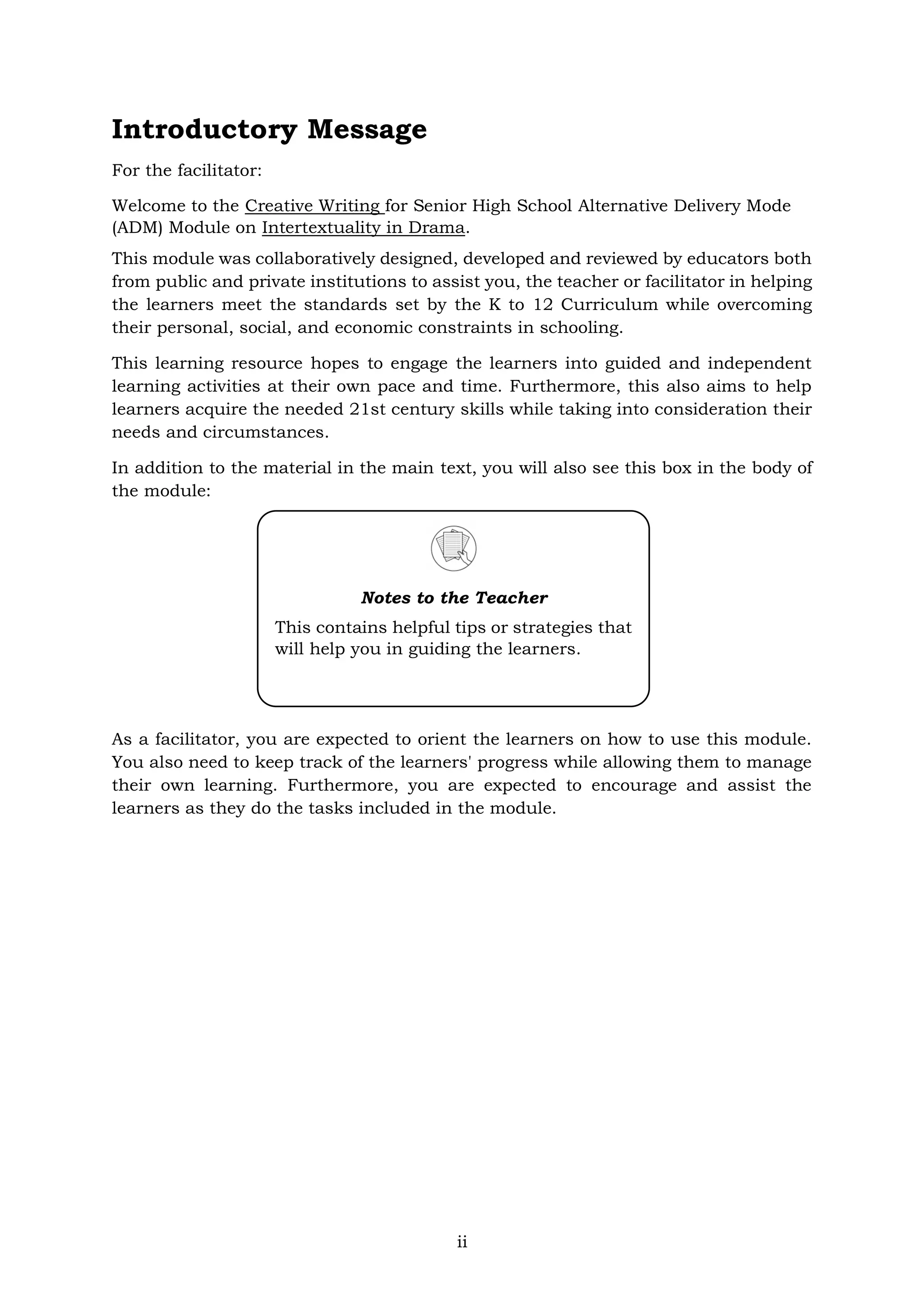 Sdo navotas creative_writing_q2_m2_intertextuality in drama.fv(22) | PDF