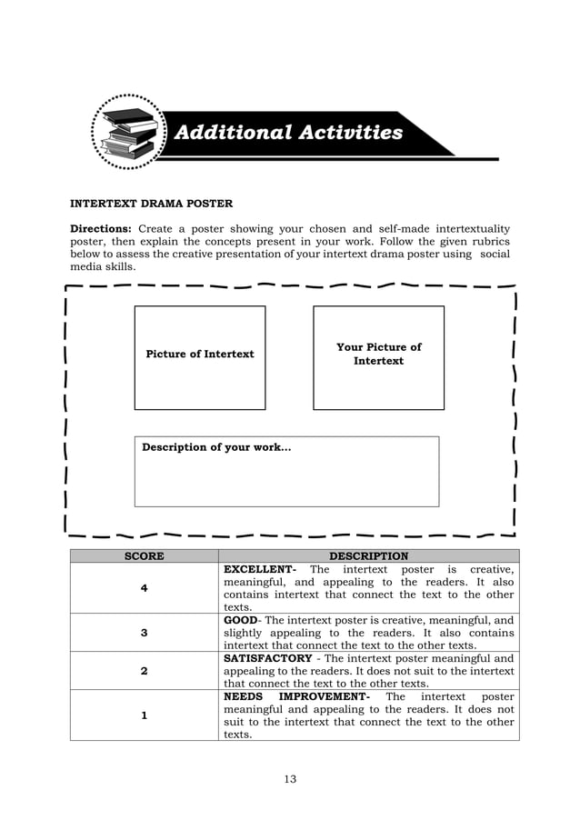 Sdo navotas creative_writing_q2_m2_intertextuality in drama.fv(22) | PDF | Homework and Study ...