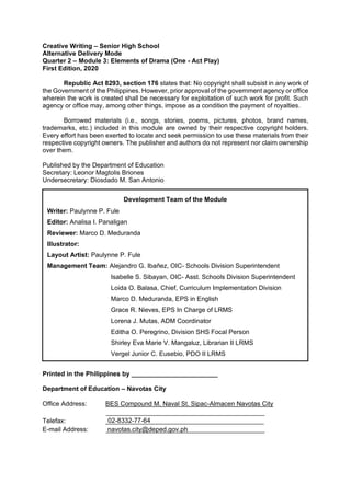 Sdo navotas creative_writing_q2_m3_elements of drama (one - act play).fv(26) | PDF