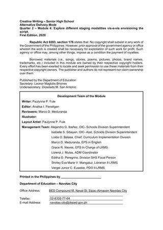 Sdo navotas creative_writing_q2_m4_explore different staging modalities ...