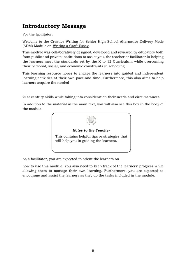 Sdo navotas creative_writing_q2_m6_writing a craft essay.fv(22) | PDF ...