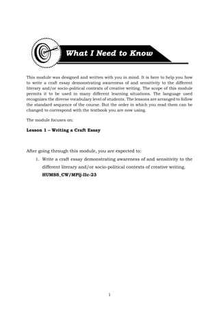 Sdo navotas creative_writing_q2_m6_writing a craft essay.fv(22) | PDF