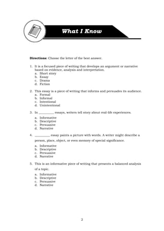 Sdo navotas creative_writing_q2_m6_writing a craft essay.fv(22) | PDF