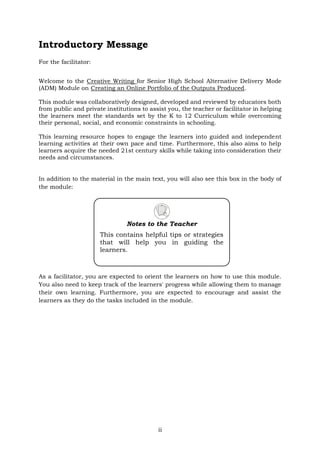 Sdo navotas creative_writing_q2_m7_creating an online portfolio of the ...