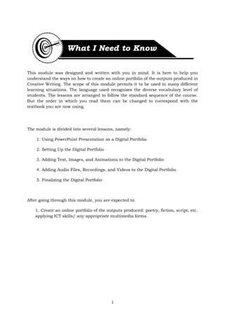 Sdo navotas creative_writing_q2_m7_creating an online portfolio of the ...