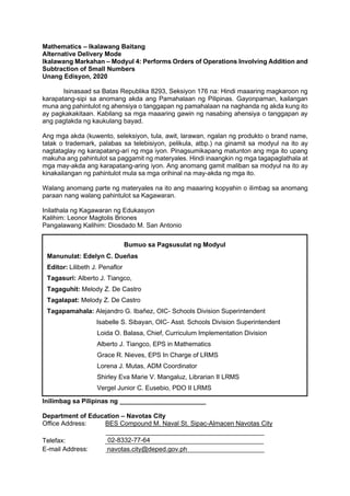 QUARTER 2 MODYUL 4 MATHEMATICS GRADE TWO | PDF