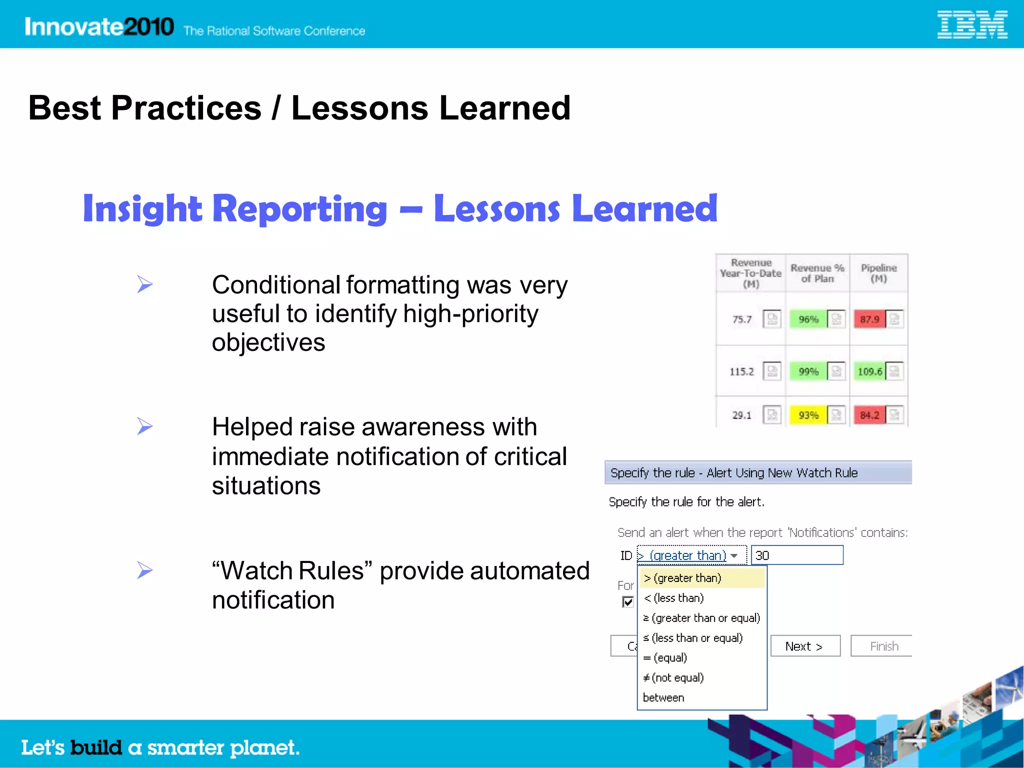 Best Practices and Lessons Learned on Our IBM Rational Insight ...
