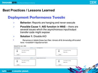 Best Practices and Lessons Learned on Our IBM Rational Insight ...