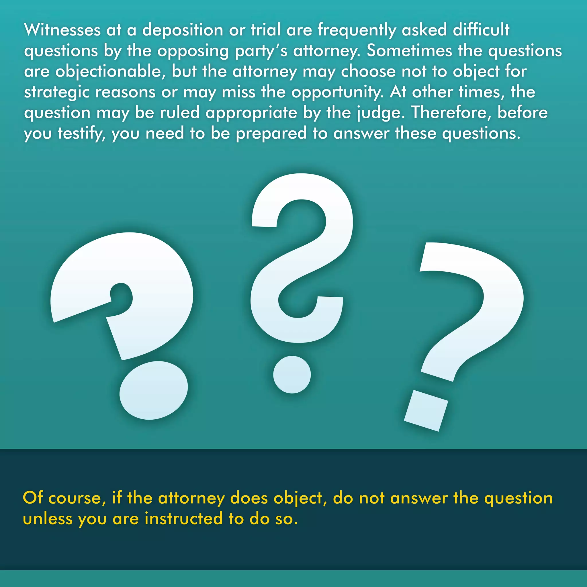 10 tips for answering difficult deposition or cross examination ...