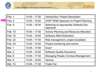SDPM - Lecture 2 -The STEP WISE Approach to Project Planning | PDF