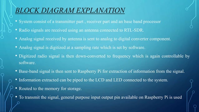 Power Efficient Software Defined Radio For Disaster Affected Regions Using Raspberry Pi Pptx