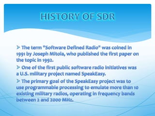 SOFTWARE DEFINED RADIO (SDR) | PPTX