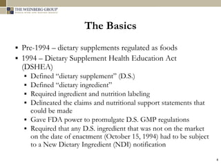 Regulation of Dietary Supplements | PDF