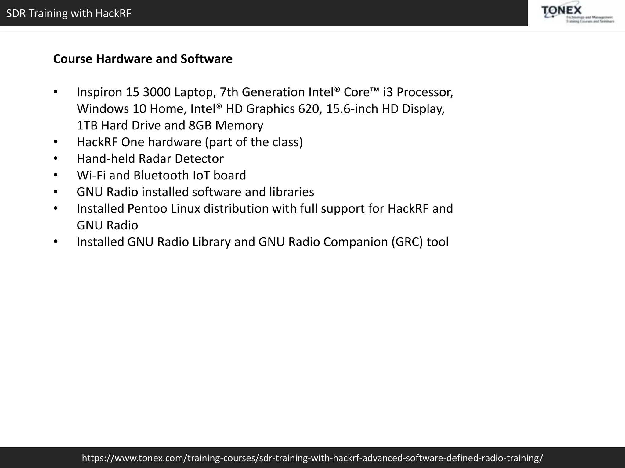 SDR Training with HackRF - Tonex Training | PPTX