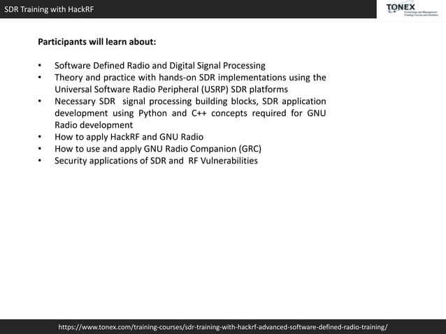 SDR Training with HackRF - Tonex Training | PPTX