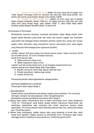 Teori perkembangan Bumi & Susunan Bumi | PDF