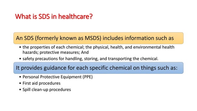 Safety Data Sheet ( SDS ) | PPTX | First Aid | Injuries