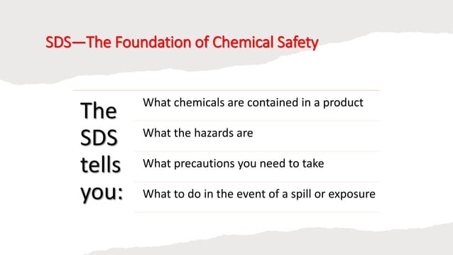 Safety Data Sheet ( SDS ) | PPTX | First Aid | Injuries
