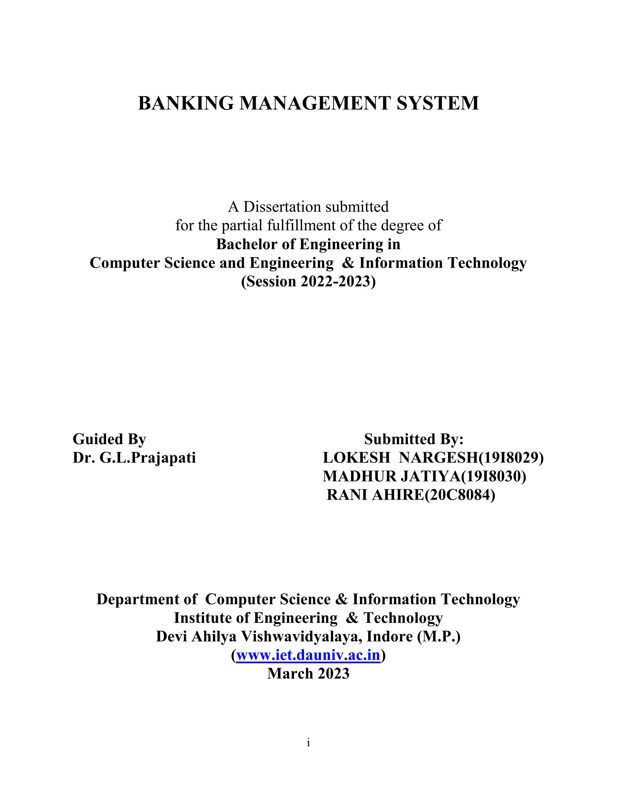 Banking Management System SDS | PDF
