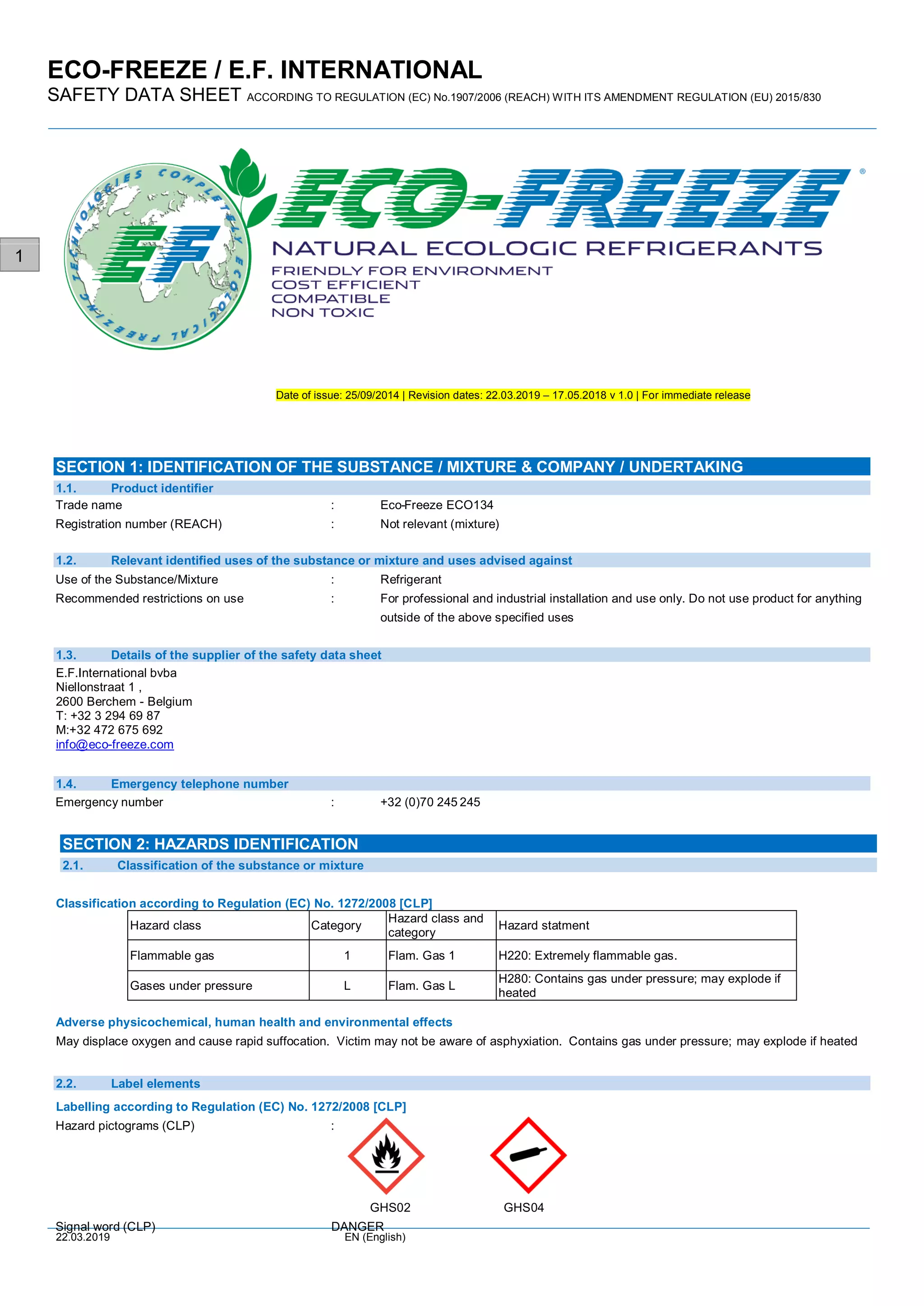 SAFETY DATA SHEET ECO134 | PDF