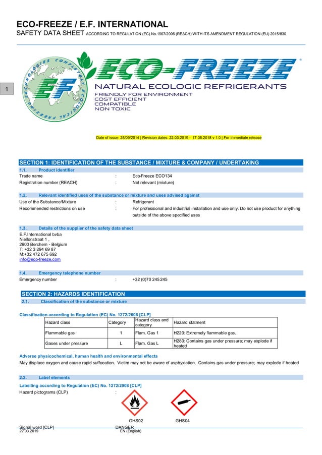 SAFETY DATA SHEET ECO134 | PDF