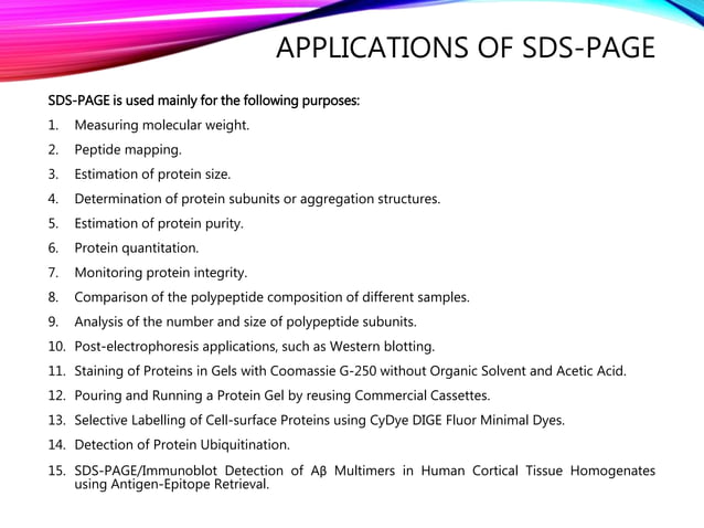 Introduction, Principle, Instrumentation and Applications of SDS-PAGE | PPTX | Chemistry | Science
