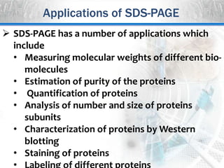 Sds page (sds-polyacrylamide gel electrophoresis- ) | PPTX