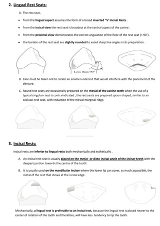 Tooth preparation for rest seats dental Removable Prosthodontics | DOCX