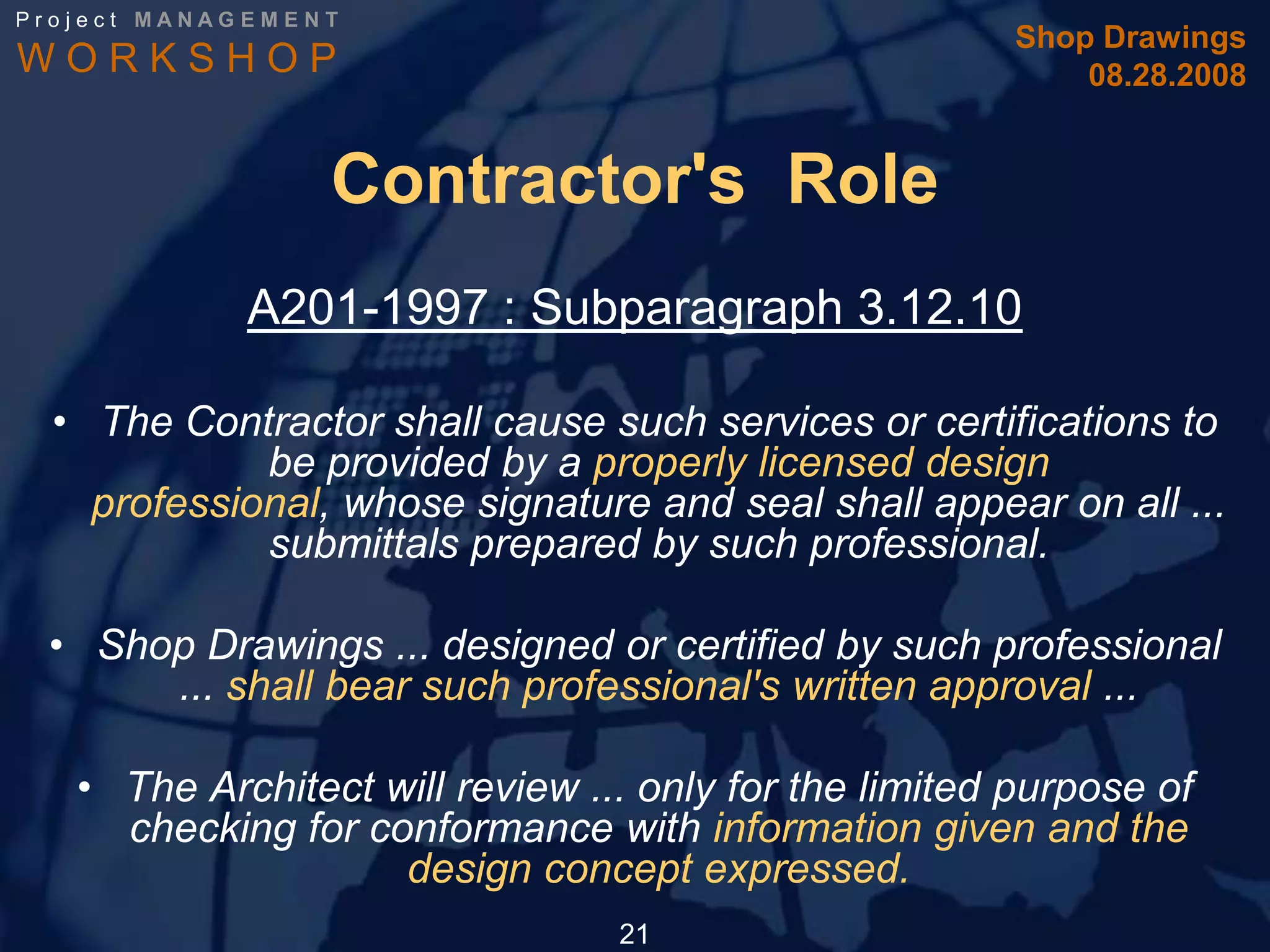 PM : Shop Drawings | PPS
