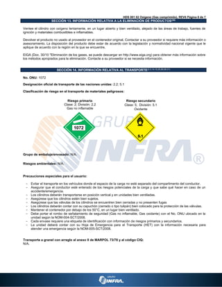 SDS OXIGENO, medidas de control y prevencion | PDF