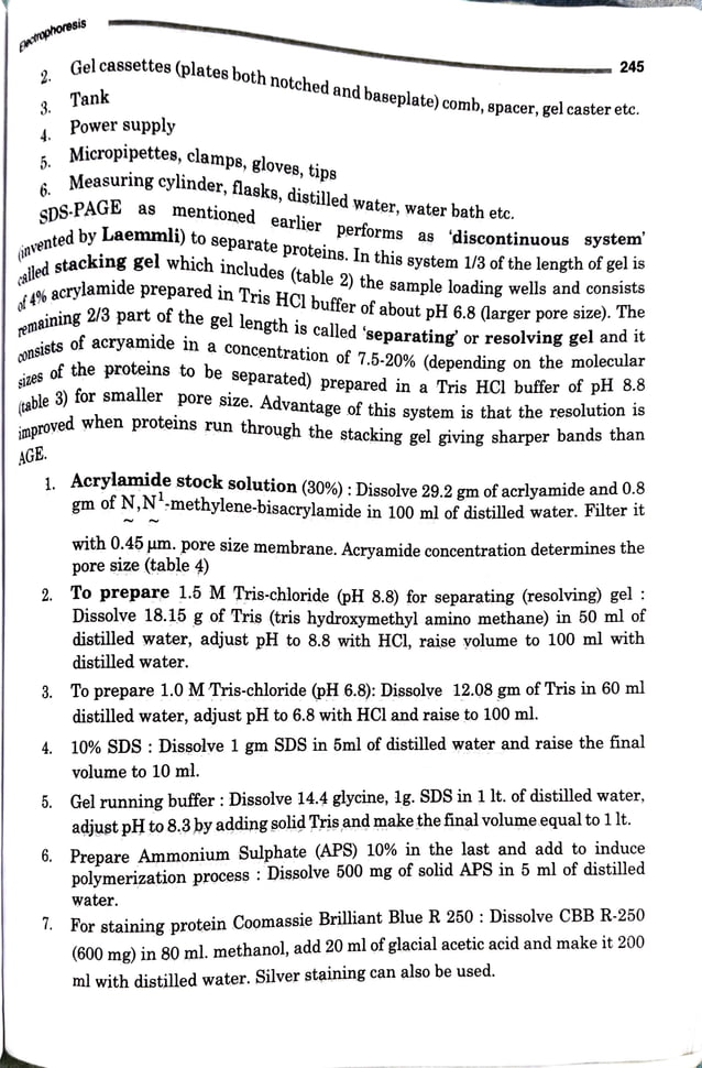SDS PAGE (Electrophoresis).pdf Book Notes | PDF