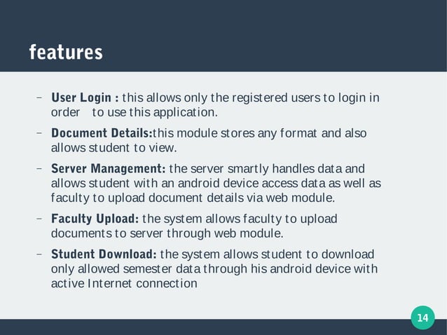 Smart document sharing application presentation(stufac connect) | PPT