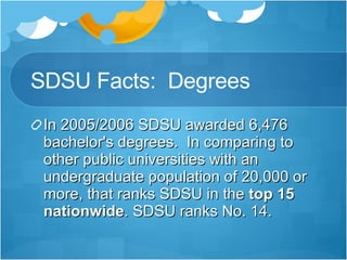 Sdsu Facts | PPT | Undergraduate Education | College Education