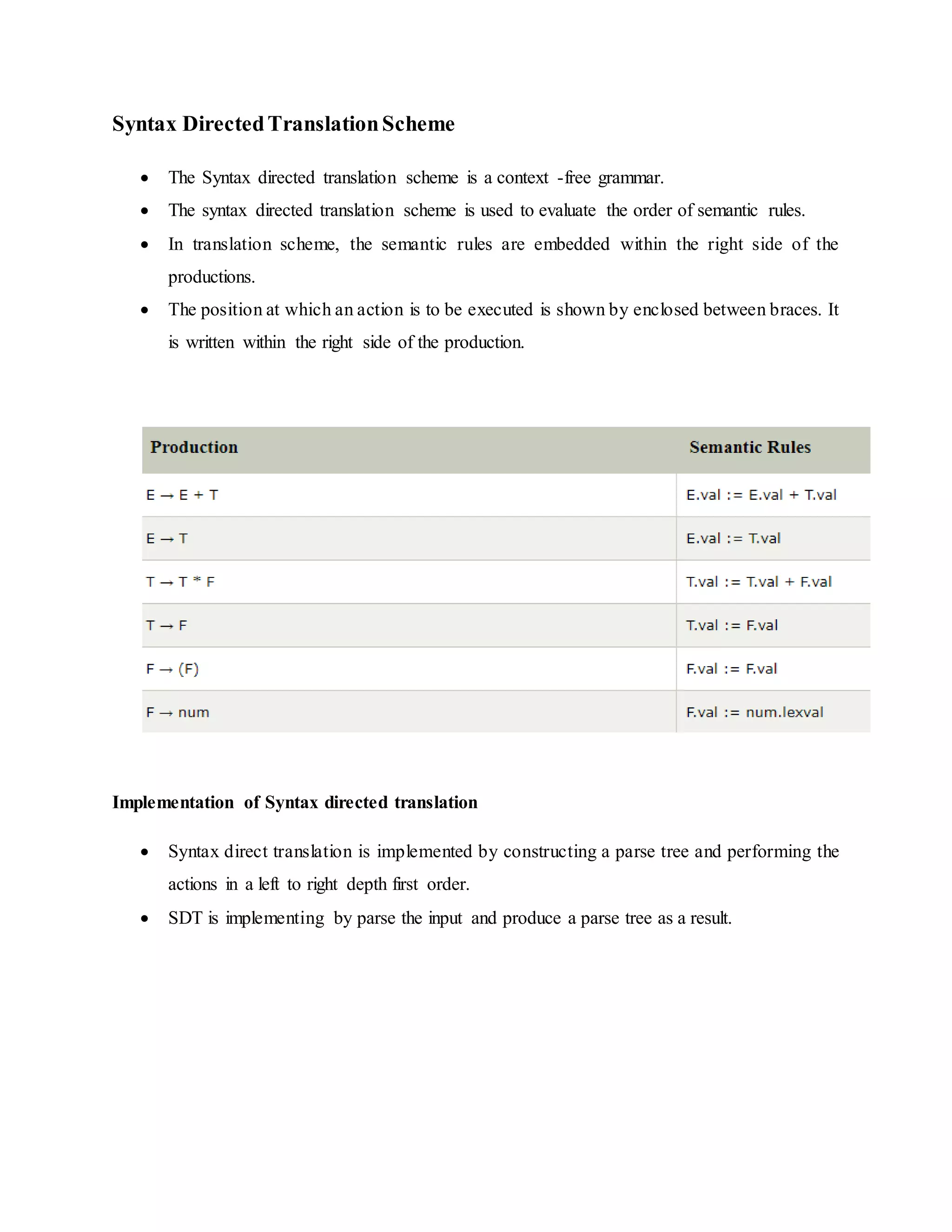 SYNTAX Directed Translation Report || Compiler Construction | PDF