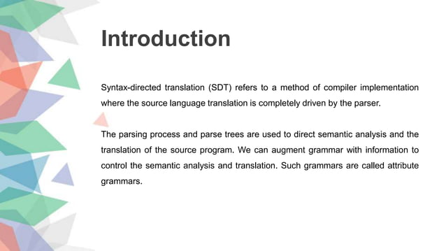 SYNTAX Directed Translation PPT || Compiler Construction | PPTX