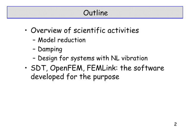 Structural Dynamics Toolbox and OpenFEM, a technical overview | PDF