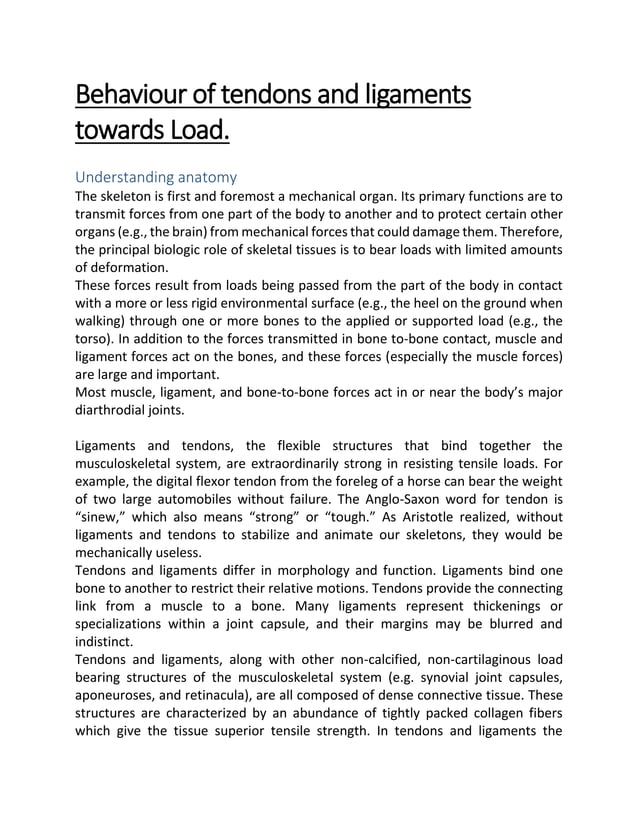Behaviour of tendons and ligaments towards Load | PDF | Geology | Science