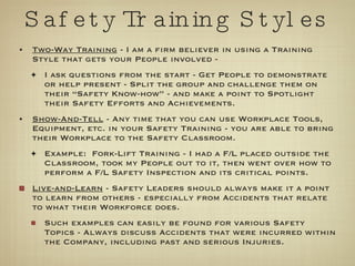 "How to Conduct Effective Safety Training" - PowerPoint version | PPT