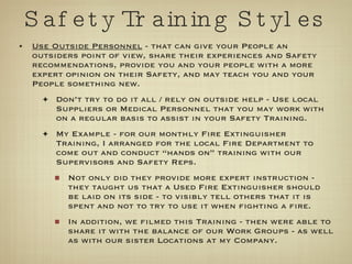 "How to Conduct Effective Safety Training" - PowerPoint version | PPT