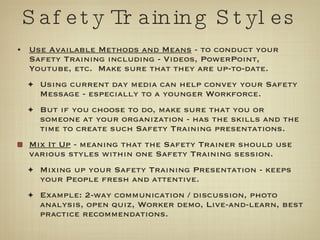 "How to Conduct Effective Safety Training" - PowerPoint version | PPT