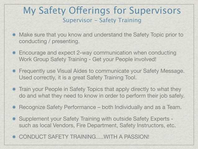 SDW Training - Supervisor Safety - Keynote Version | KEY