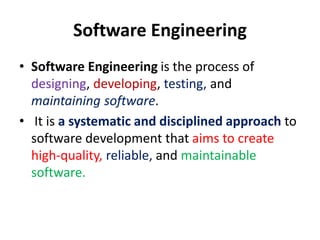 SPFTWARE ENGINEERING basics , definitions | PPT
