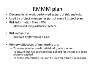 RMMM-Risk Management,Mitigation and Monitoring. | PPT