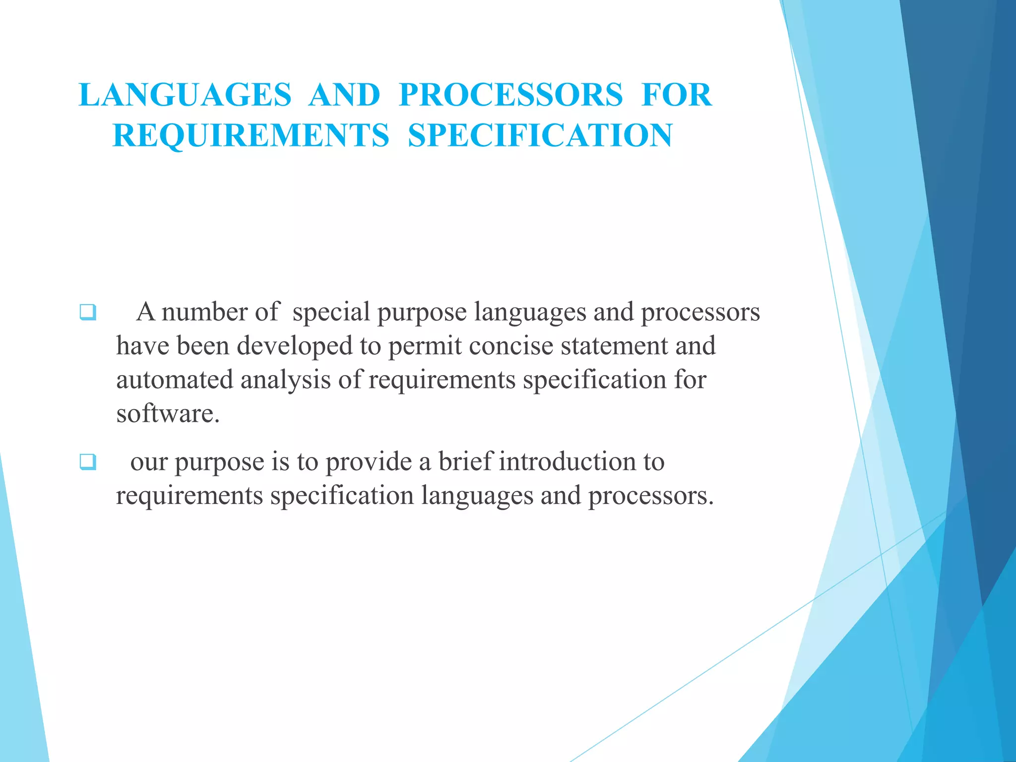 Language and Processors for Requirements Specification | PPTX