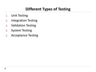 Different Software Testing Types and CMM Standard | PPT