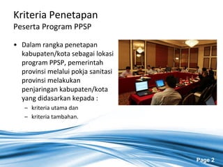 Kriteria Penetapan Peserta Program PPSP | PDF