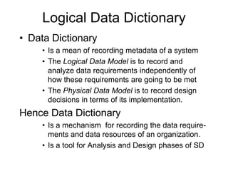 Se 381 - lec 21 - 23 - 12 may09 - df-ds and data dictionary | PPTX