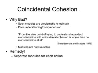 Se 381 - lec 23 - 28 - 12 may16 - modularity - ii - cohesion | PPTX