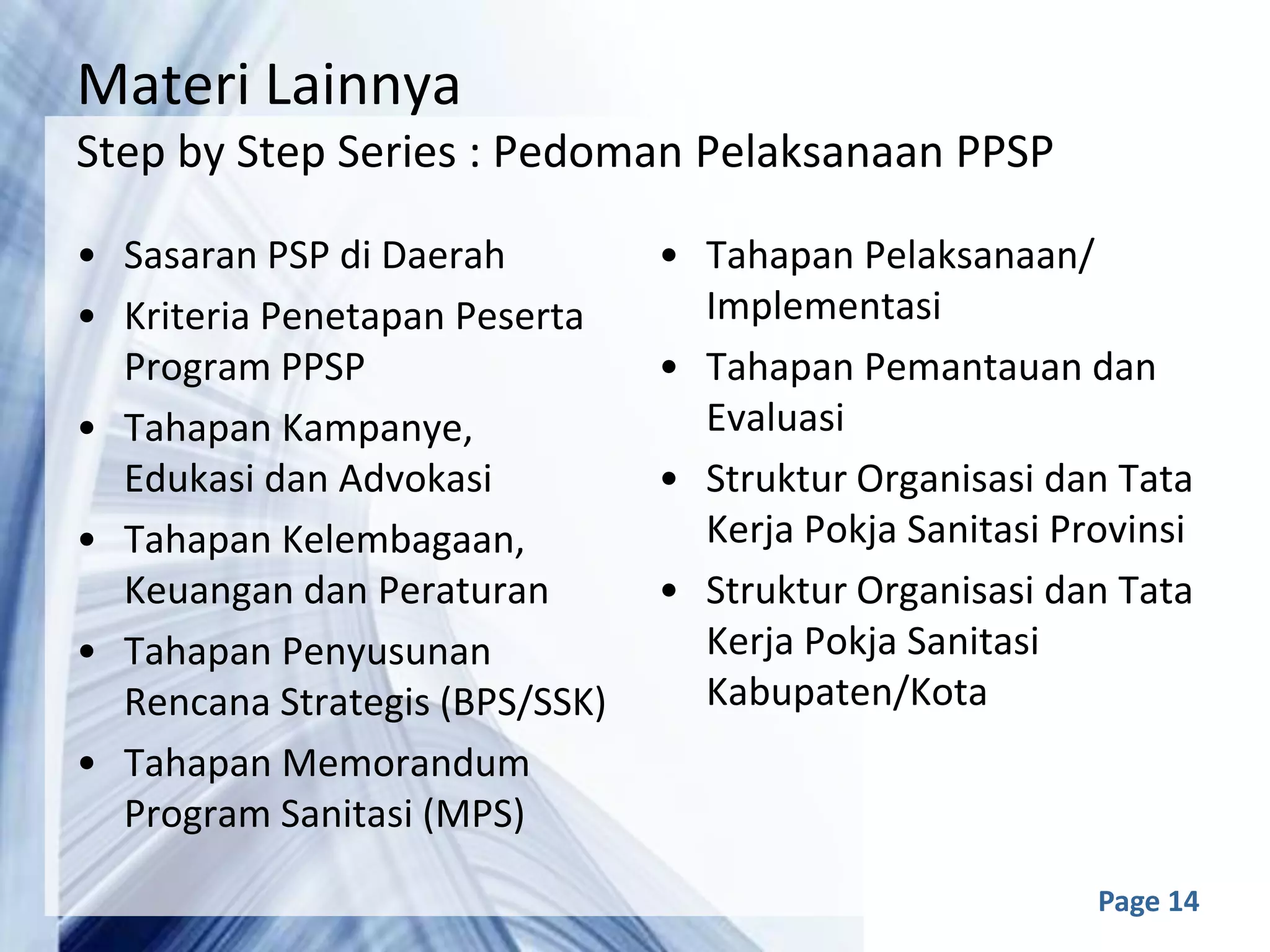 Tahapan Program PPSP, Tahap implementasi | PDF