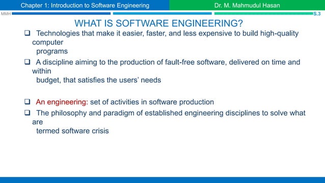SE - Ch.01 - Introduction to Software Engineering.pptx | Computer ...